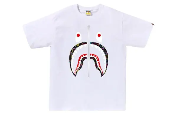 BAPE Neon Camo Shark Tee Shirt - White