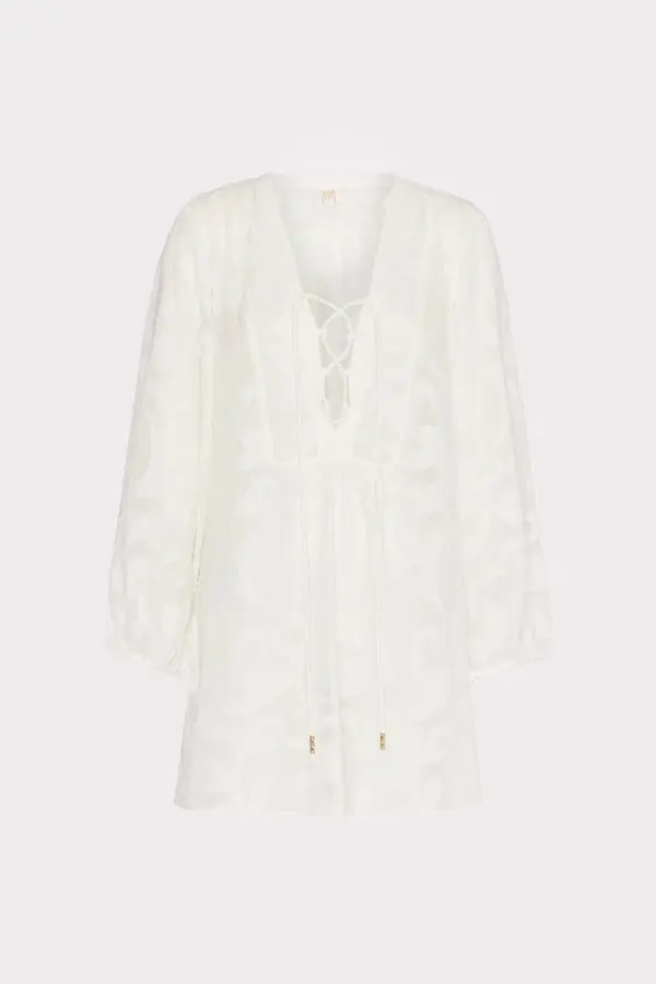 MILLY CABANA Scroll Burnout Cover-up Mini Dress