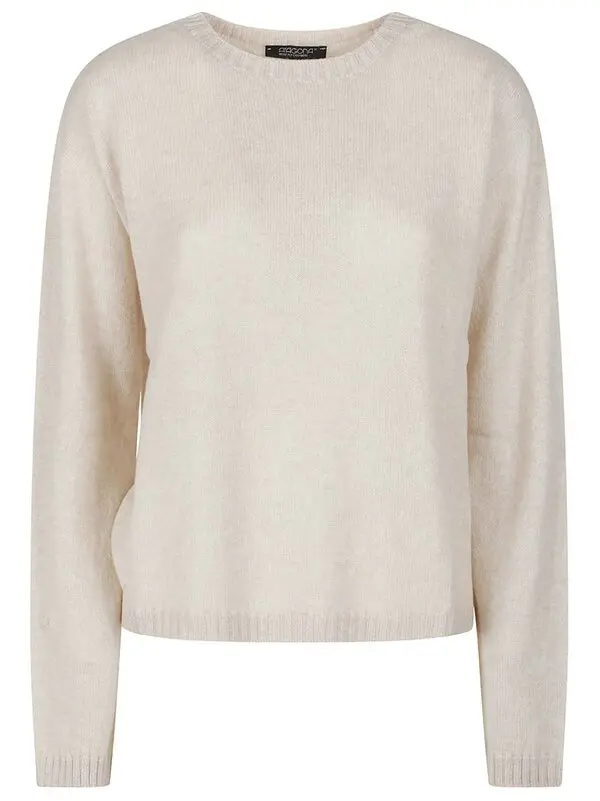 ARAGONA Round Neck Cashmere Sweater - Beige