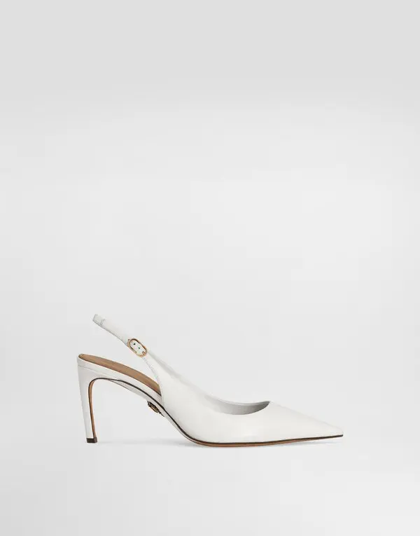 Dolce & Gabbana Polished Goatskin Slingbacks - White