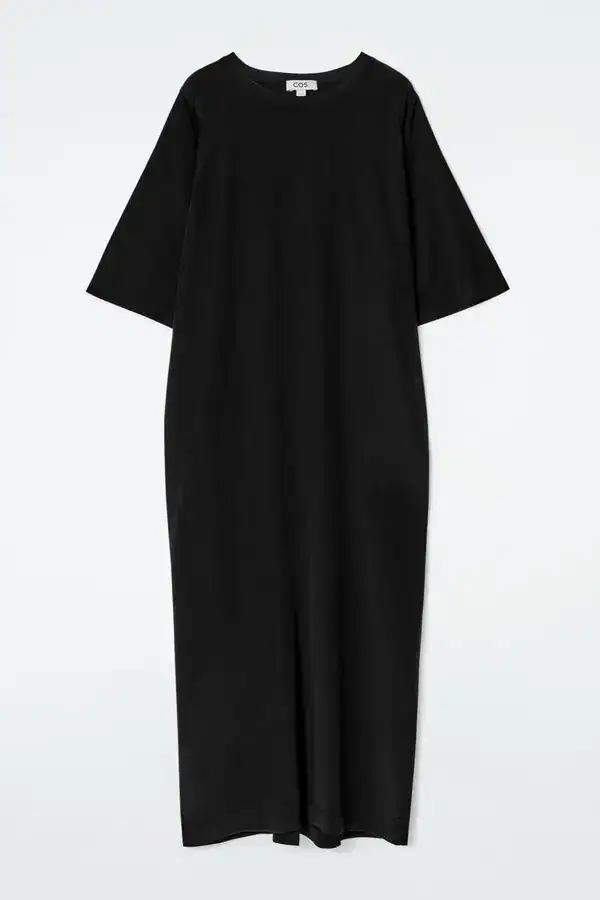 Cos Paneled Silk Midi T-Shirt Dress In Black - 60% Off | Editorialist
