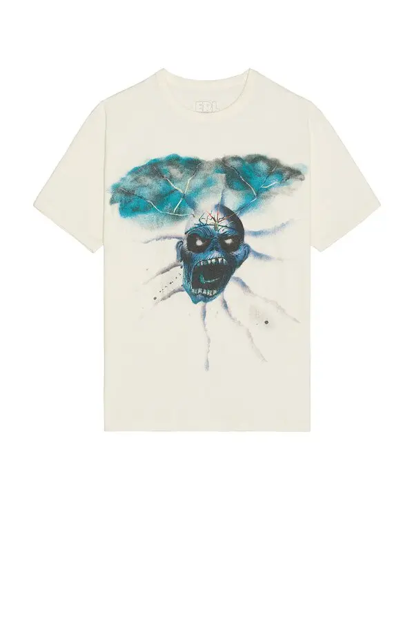 ERL Skull T-shirt In White - Skull Print