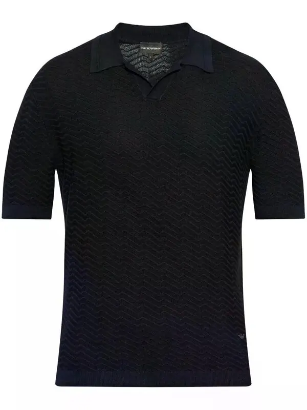 Emporio Armani Knitted Polo Shirt In Blue - 80% Off | Editorialist