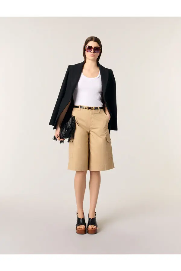 Maje Cotton Bermuda Shorts - Brown / Neutral