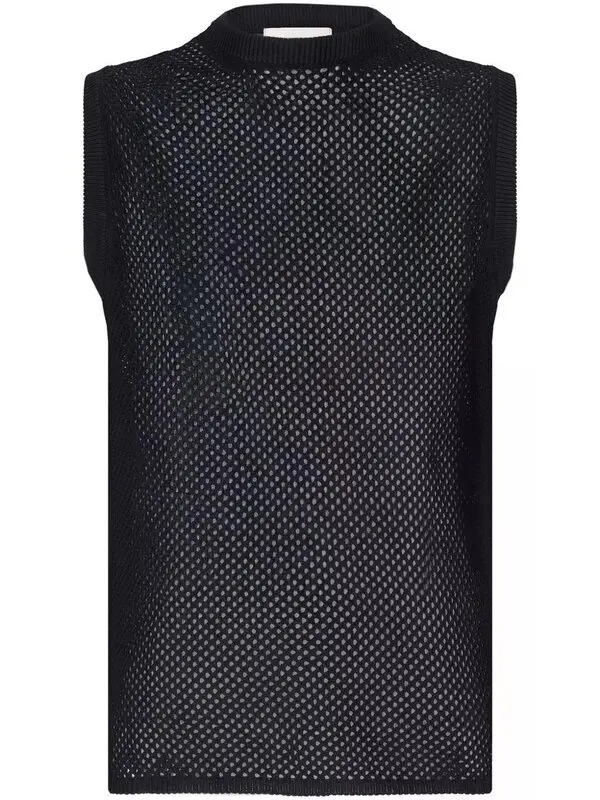 LANEUS Open-knit Vest - Black