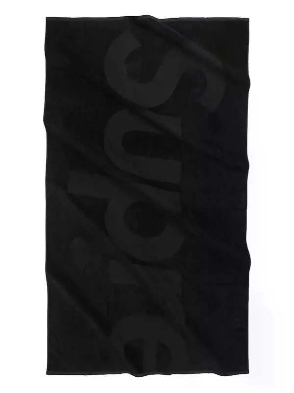 Supreme Logo-Jacquard Beach Towel Black Editorialist