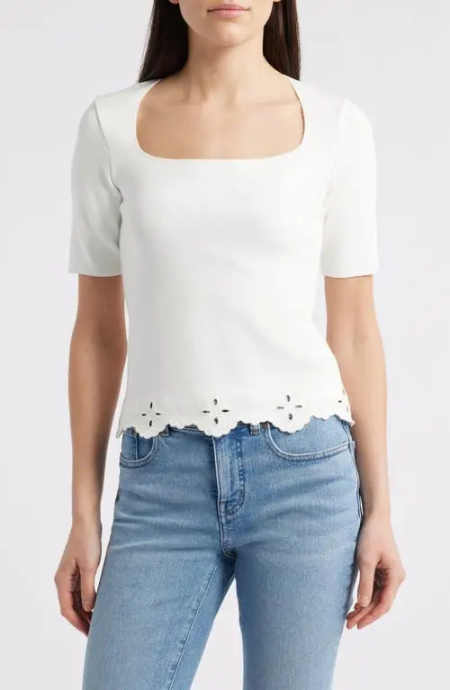 ZOE AND CLAIRE Embroidered Cutout Sweater