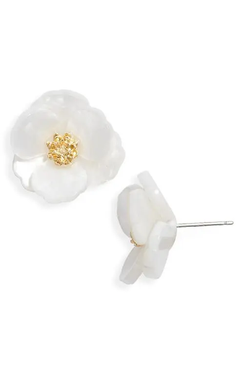 Nordstrom Floral Stud Earrings - White- Gold