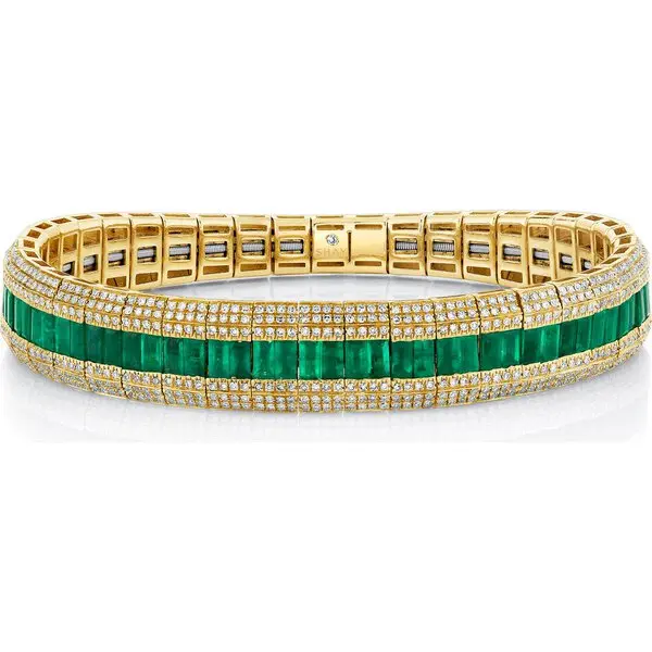 Shay Scales Emerald & Diamond Pavé Stretch Bracelet - Green