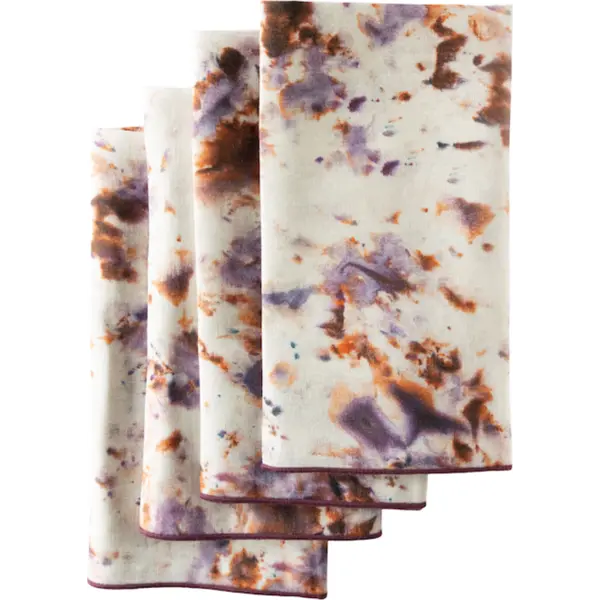 GOLDIE HOME Rose Marble Napkin Set Of 4 - Plum Trim
