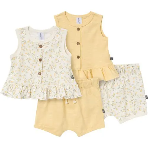 MODERN MOMENTS™ BY GERBER Sleeveless Peplum Top And Shorts Set - Ivory Lemon Vines/lt Yellow