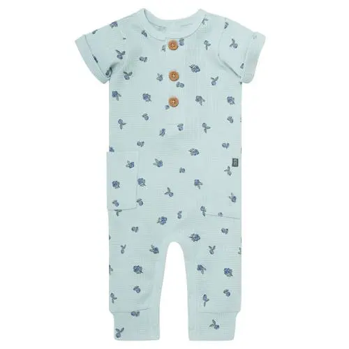 MODERN MOMENTS™ BY GERBER Short Sleeve Long Romper - Light Sky Blueberry