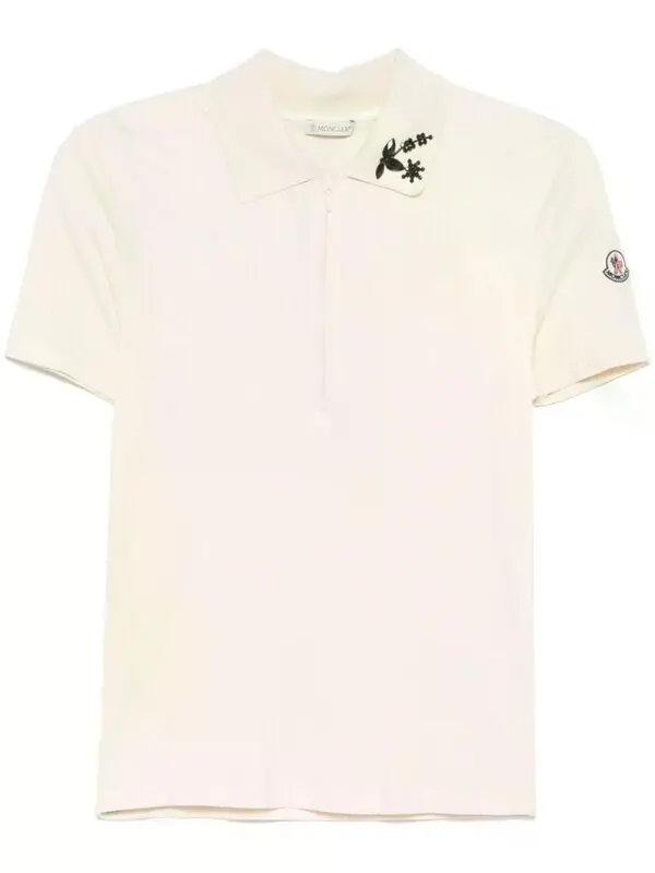 Moncler Beaded Polo Shirt - Neutrals