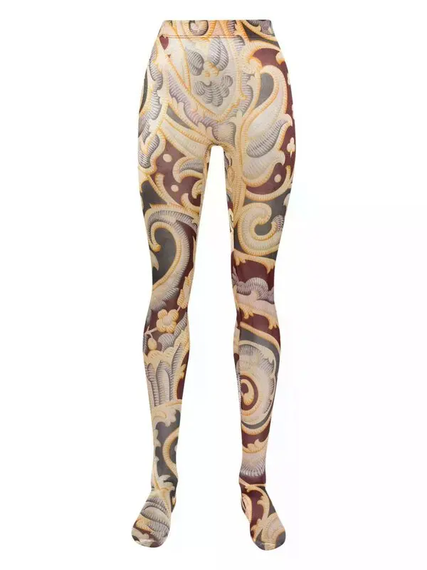 Wolford X Etro Baroque-print Shimmer Tights - Grey