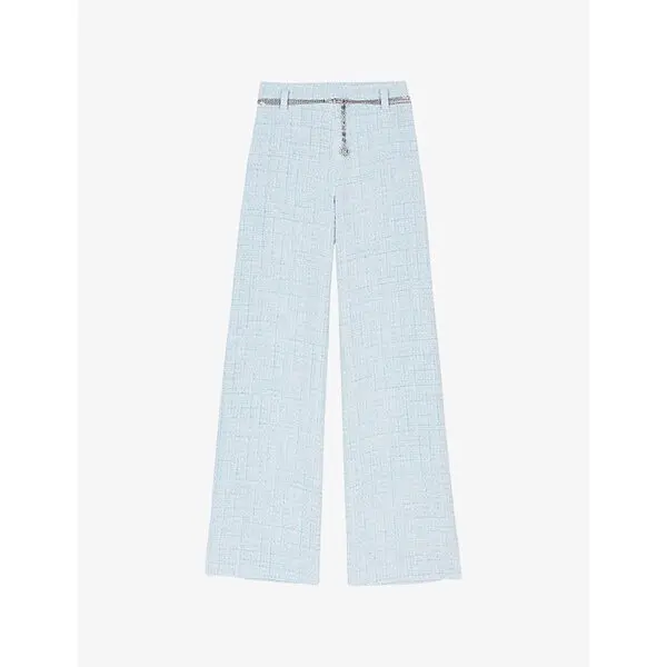 Maje Mid-rise Tweed Trousers With Chain Belt