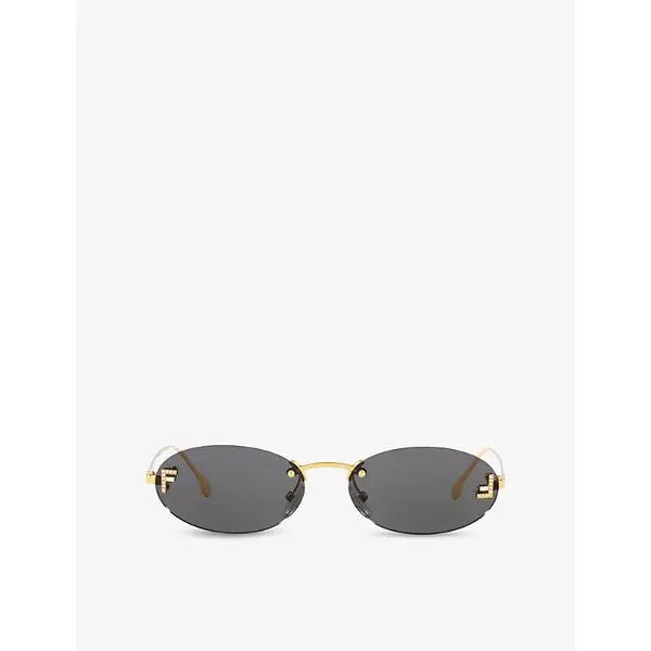 Fendi Oval-frame Metal Sunglasses