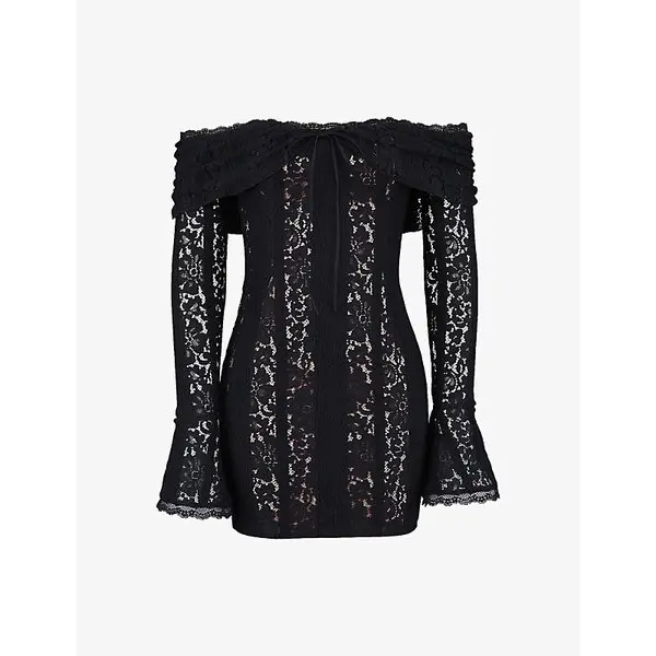 House Of Cb Sadie Off-shoulder Lace Mini Dress - Black