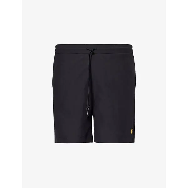 Carhartt Work In Progress Chase Logo-embroidered Swim Trunks - Black / Gold