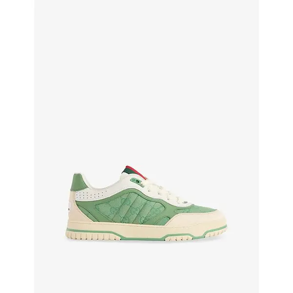 Gucci Re-web Gg Canvas And Leather Low-top Trainers - Ivory Green