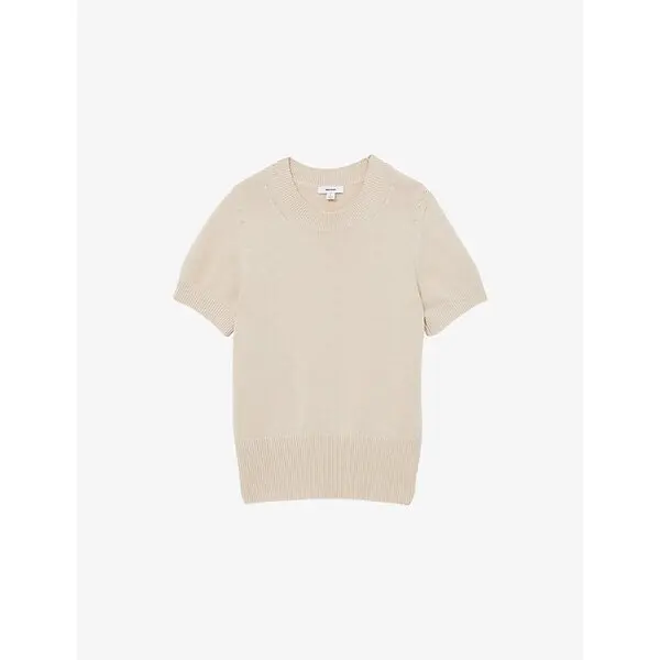 REISS Anita Cotton And Wool-blend Top - Neutral