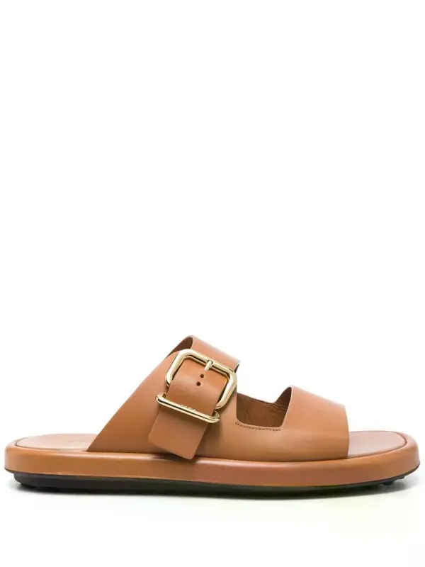 TOD'S Leather Slides - Brown
