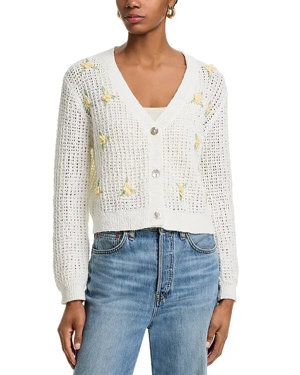 Aqua Open Stitch Crochet Rosette Cardigan