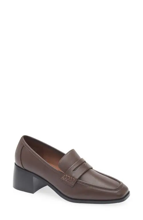 REISS Heidi Penny Loafer Pumps - Chocolate