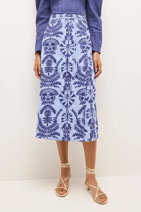 MARIE OLIVER Sandra Embroidered Wrap Skirt - Serenity