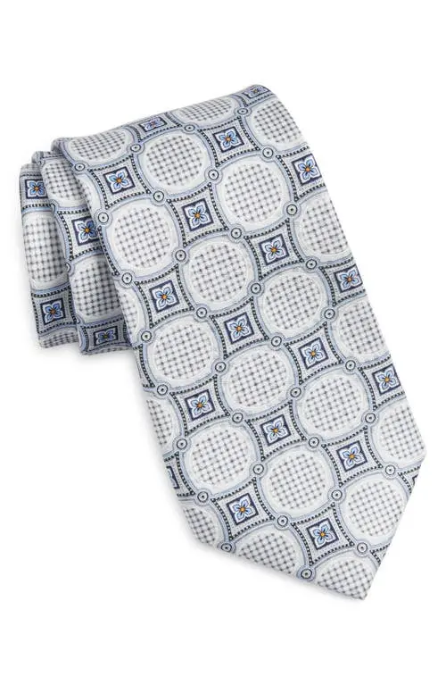 Nordstrom Medallion Silk Neck Tie - Silver
