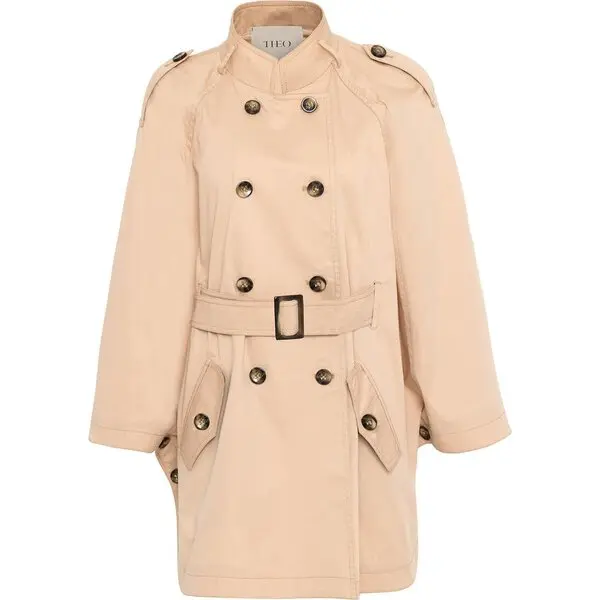 THEO THE LABEL Chloe Trapunto Trench Cape - Sand