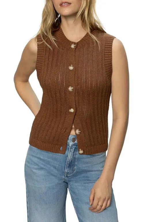 Sanctuary Pointelle Stitch Cotton Vest - Sepia