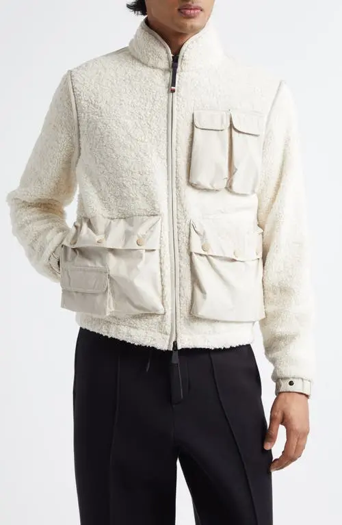 Moncler Padded Teddy Fleece Zip-up Cardigan - Jet Stream