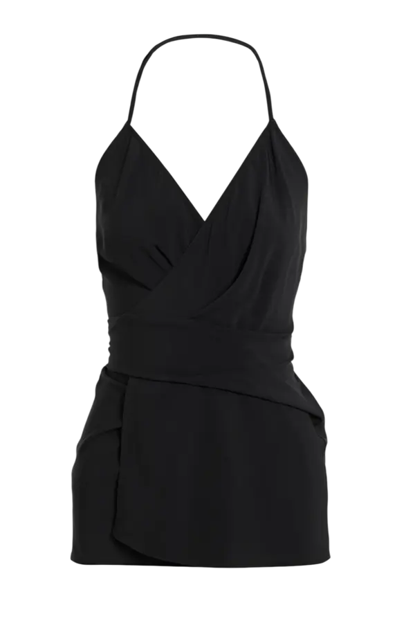 Rick Owens Laura Draped Crepe Halterneck Wrap Top