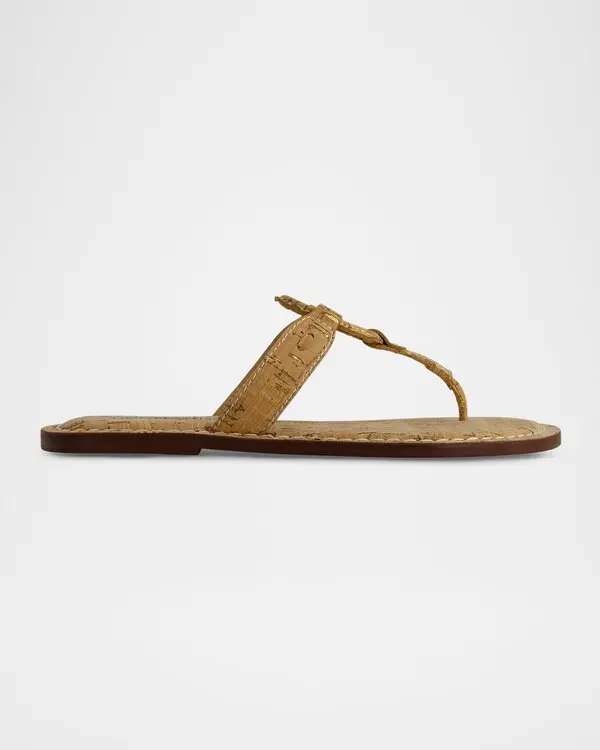 Bernardo Matrix Cork Flat Thong Sandals - Natural/gold Fleck Cork