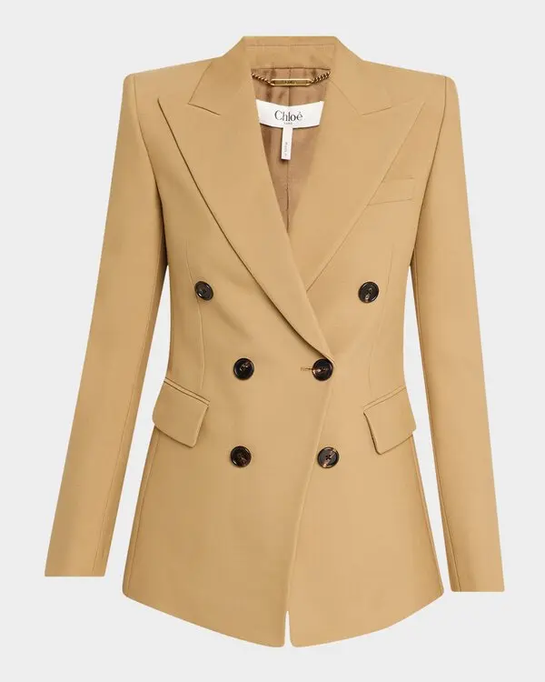 Chloé Double-breasted Wool Blazer - Nut