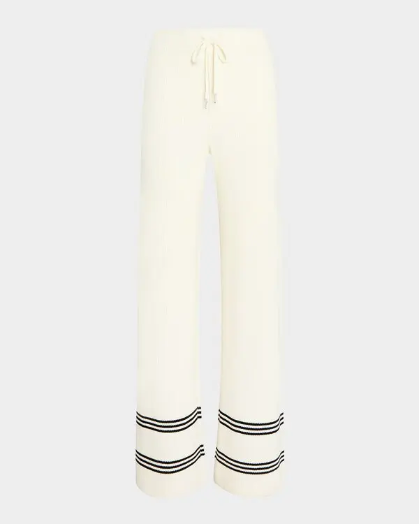SER.O.YA Poe Striped Knit Pants - Eggshell Black