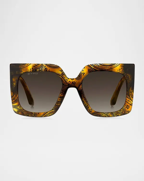 Etro Square Acetate Sunglasses - Havana Pattern