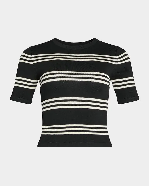 SER.O.YA Ry Striped Knit Top - Black Eggshell
