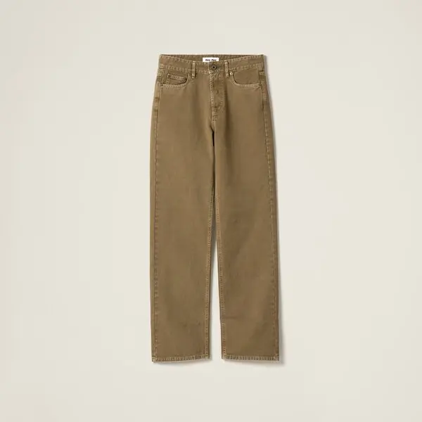 Miu Miu Garment-dyed Gabardine Straight Pants