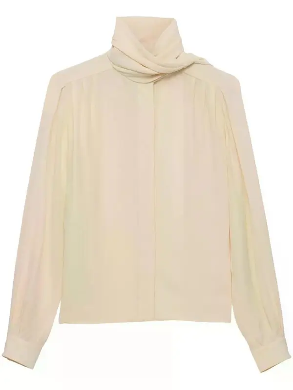 Prada Scarf-detail Shirt - Neutrals