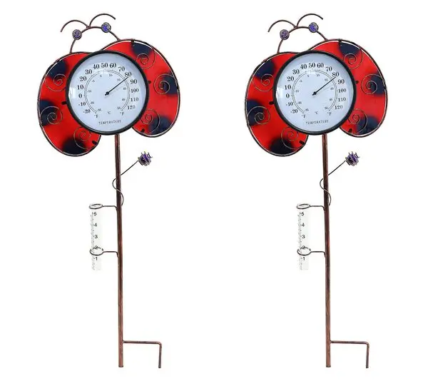 TEMP-TATIONS Seasonal Set Of 2 Thermometers / Rain Gauge