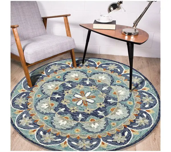 OX BAY TRADING CO. Ox Bay May Floral Medallion Wool Indoor 6' Roun D Rug