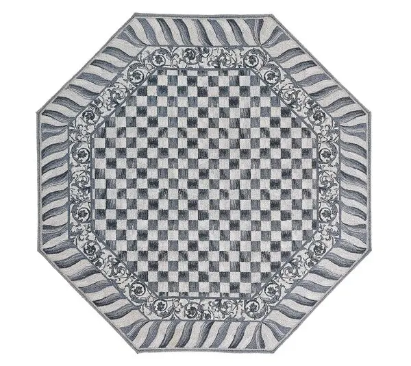 MACKENZIE-CHILDS Sterling Check 6' Octagon Wash Able Rug