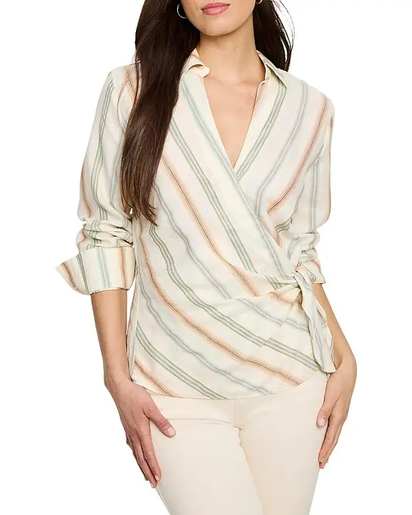 NIC+ZOE Striped Faux Wrap Top