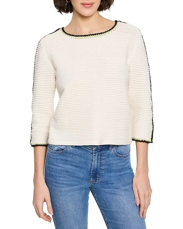 NIC+ZOE Ottoman Stitched Sweater - Classic Cream