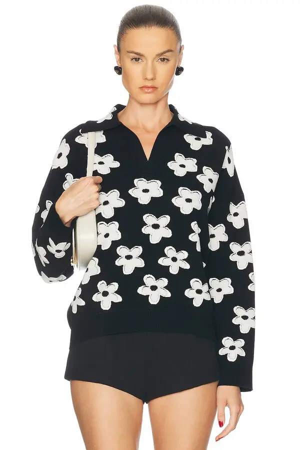 Marc Jacobs Daisy Polo Top - Black & White