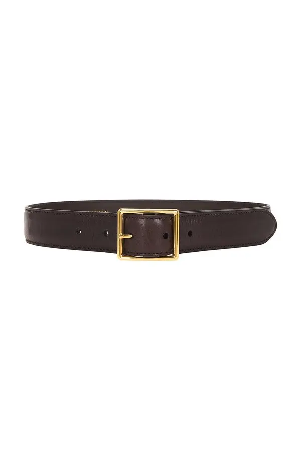 NILI LOTAN Gabriele Leather Belt - Espresso & Antique Gold Buckle