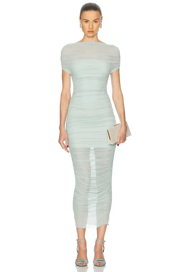 SEROYA Noel Off Shoulder Midi Dress - Frosted Sea