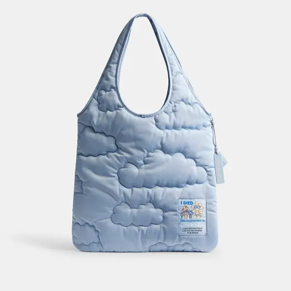 COACHTOPIA Loop Flat Tote In Recycled Polyester With Cloud Quilting - Light Twilight