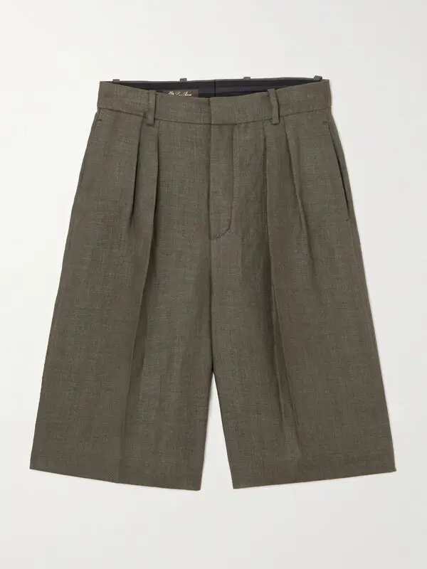 Loro Piana Digby Pleated Bermuda Shorts - Green
